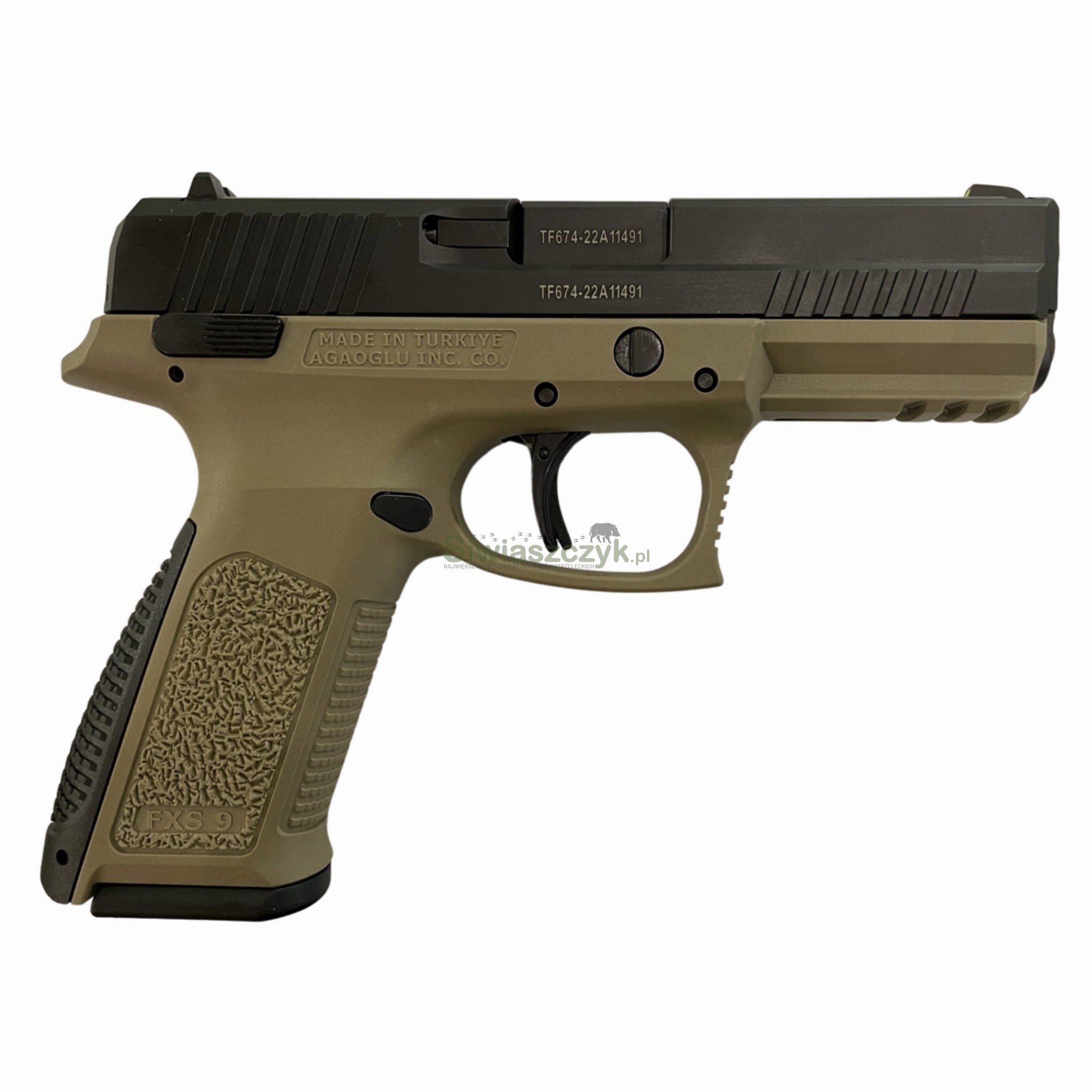 1. Pistolet AgaOglu AHSS FXS-9 Desert kal. 9x19 - CENTRALNY ZAPŁON ...